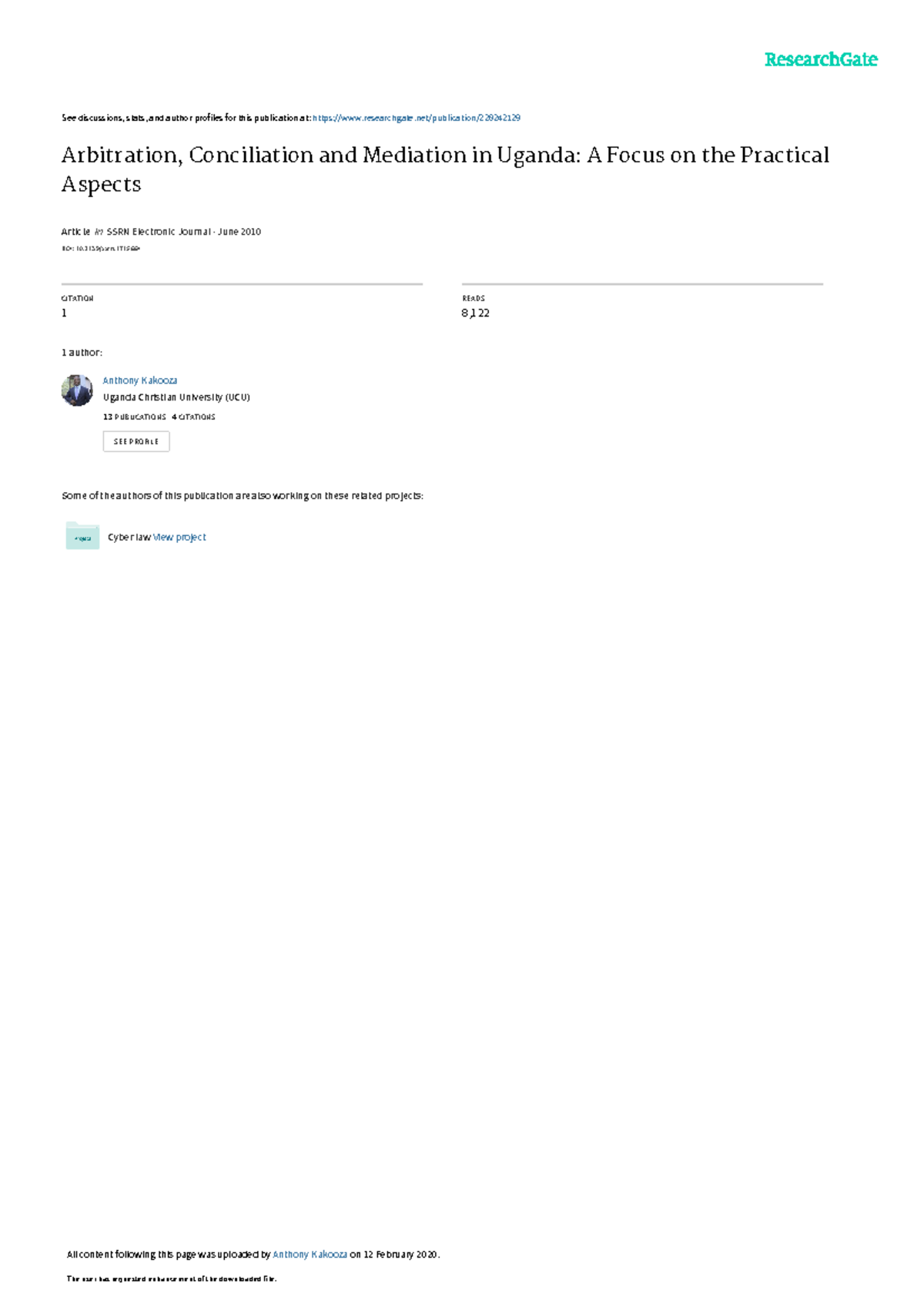 Arbitration Conciliation and mediation i - See discussions, stats, and author profiles for this ...