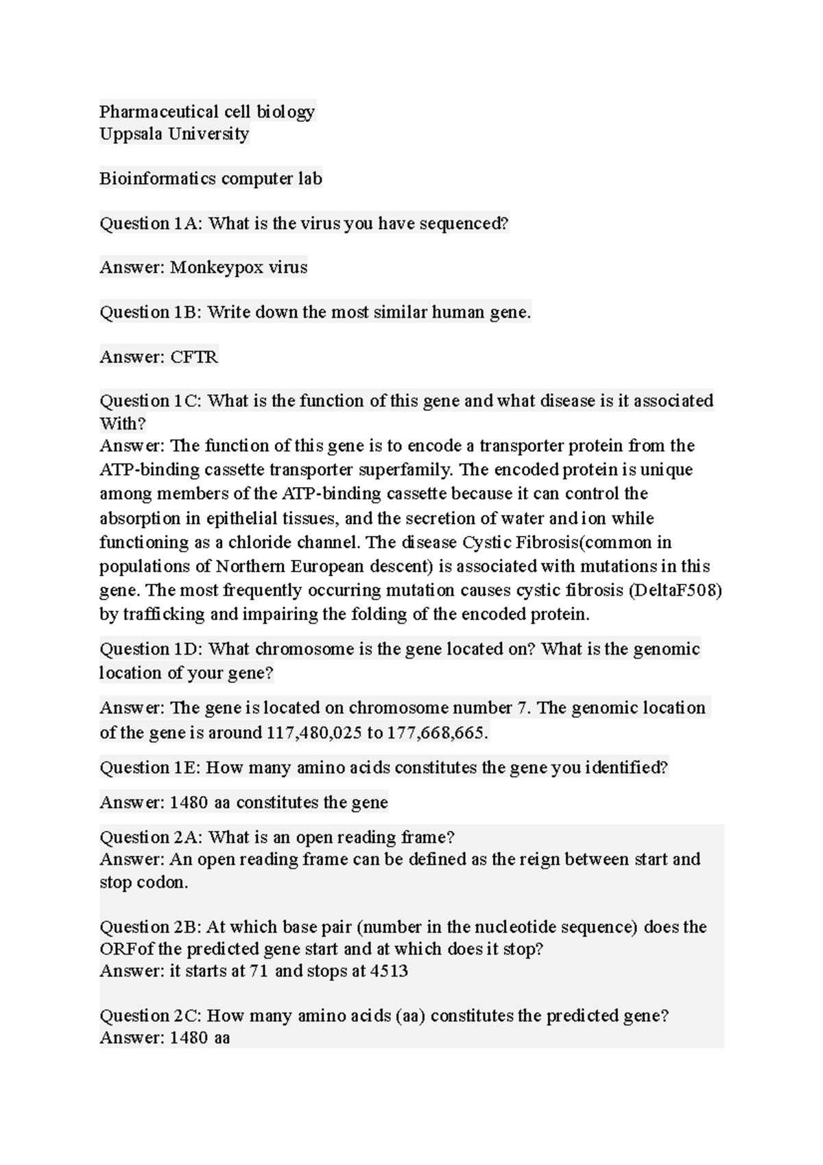 Bioinformatics computer lab - Pharmaceutical cell biology Uppsala ...