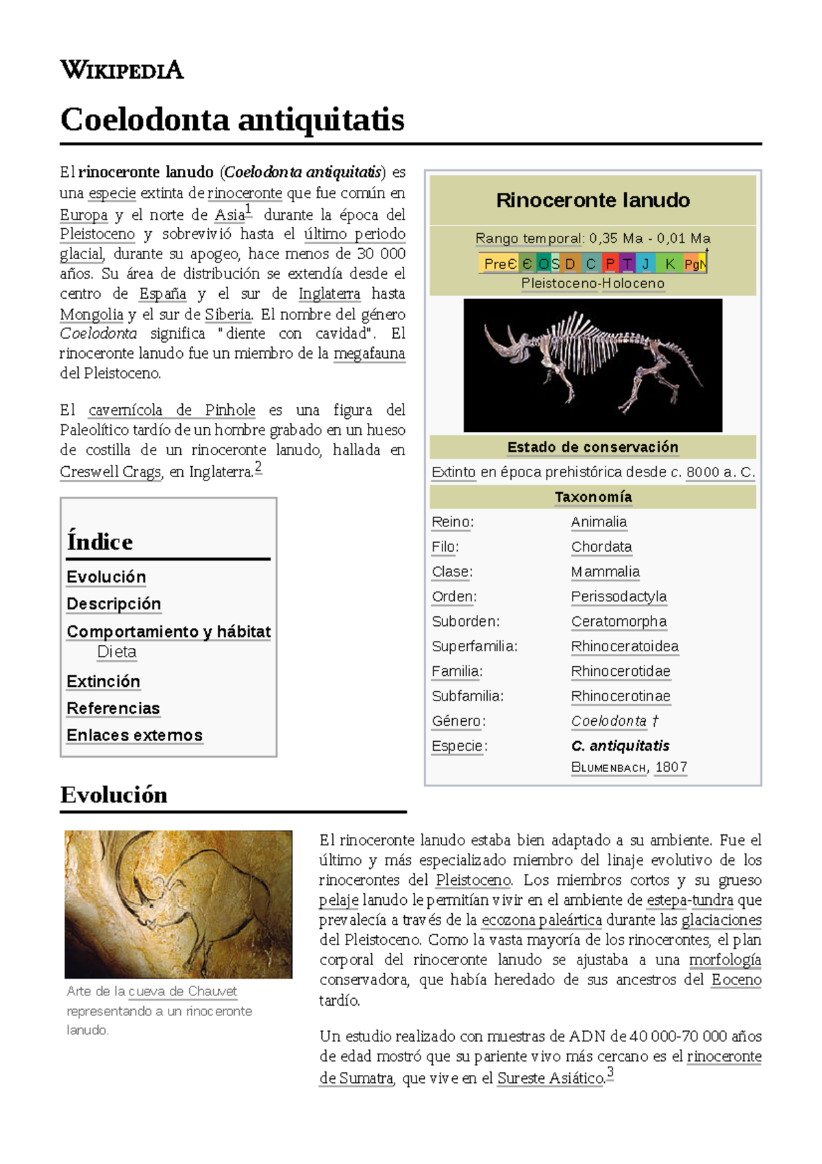 bioquimica molecukar intergrañ - Rinoceronte lanudo Rango temporal: 0 ...