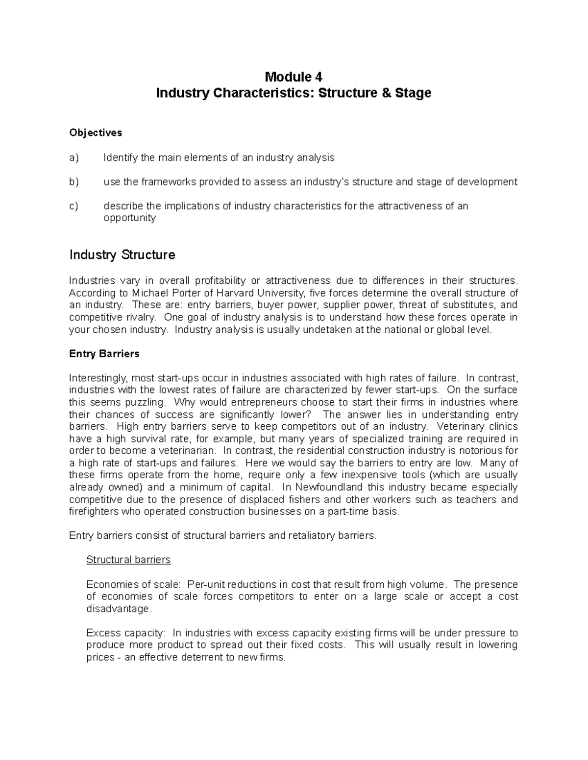 Module 4 Industry Characteristics - Module 4 Industry Characteristics ...