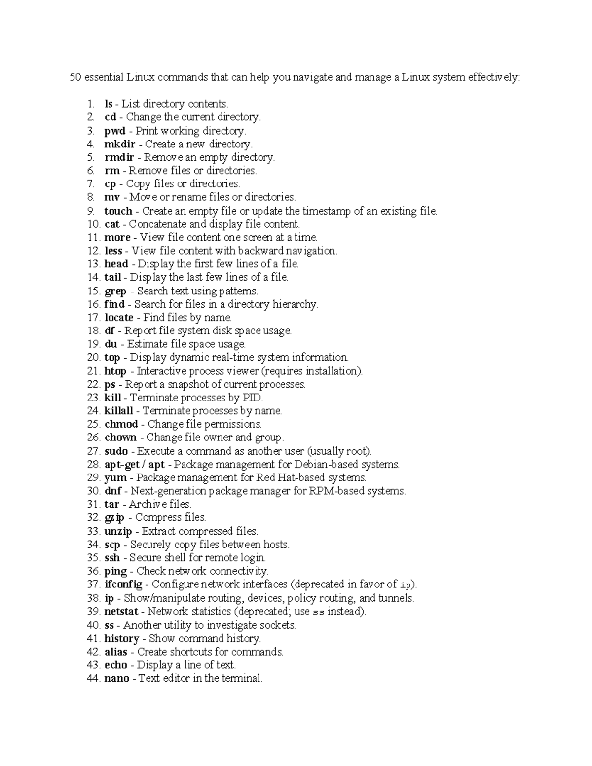 50 essential Linux commands that can help you navigate and manage a ...