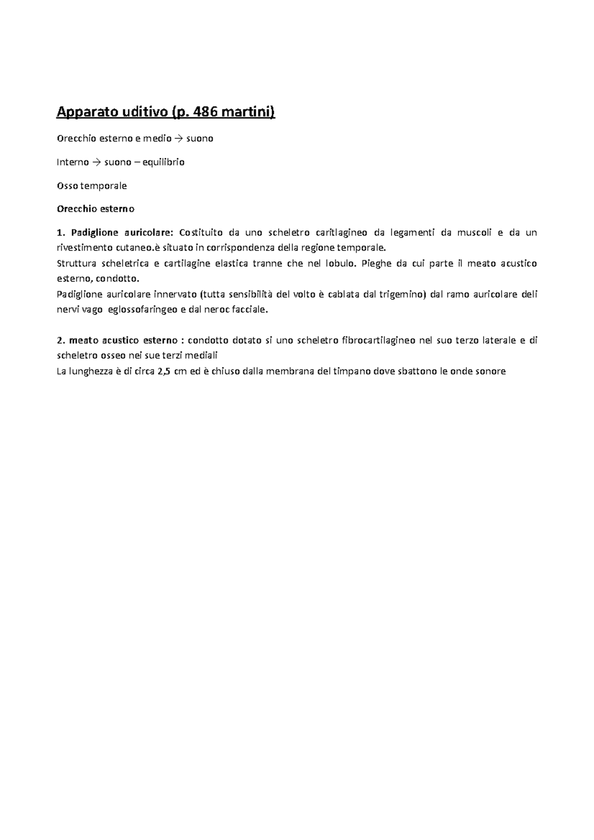 Orecchio Medio - Apparato uditivo (p. 486 martini) Orecchio esterno e ...