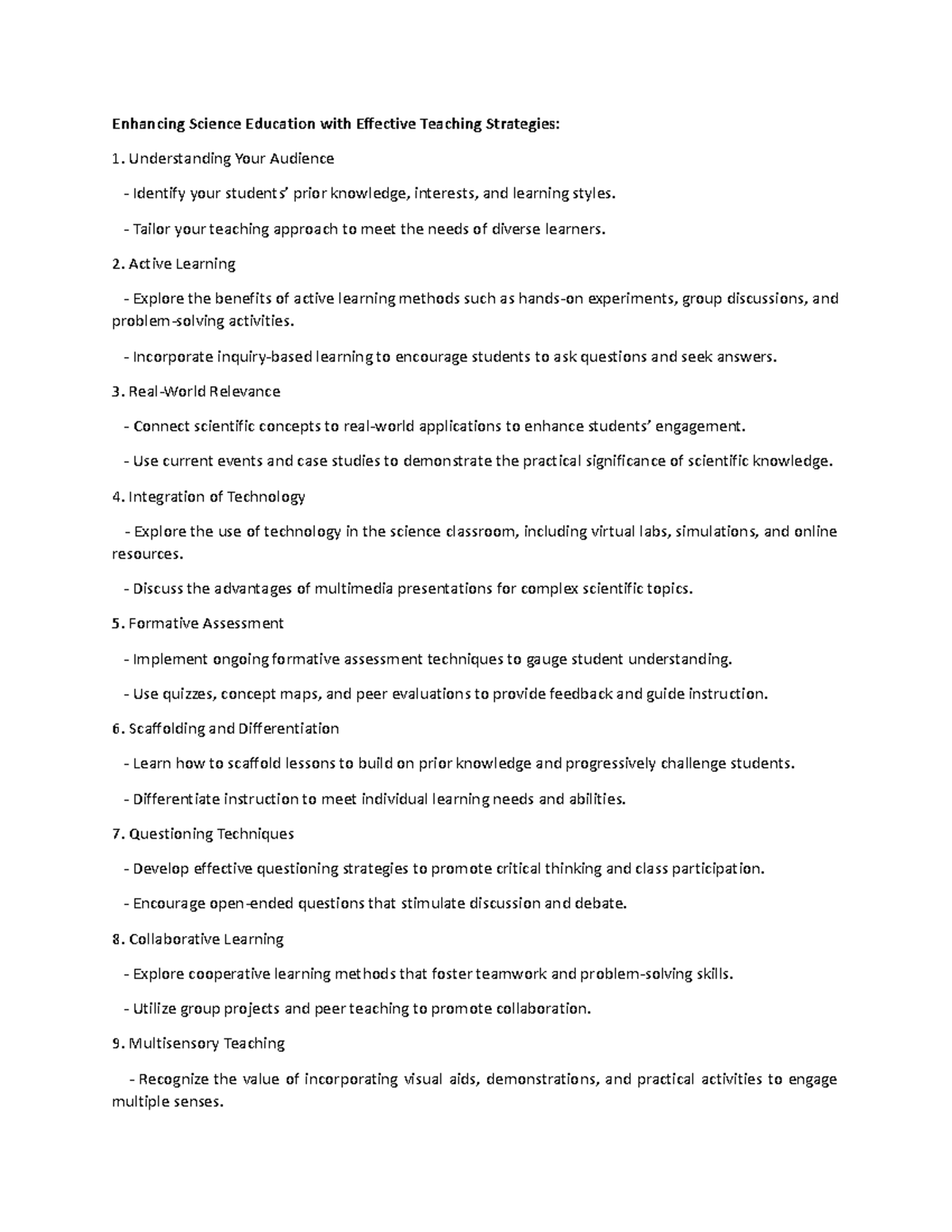 TSSF module 1 - Enhancing Science Education with Effective Teaching ...