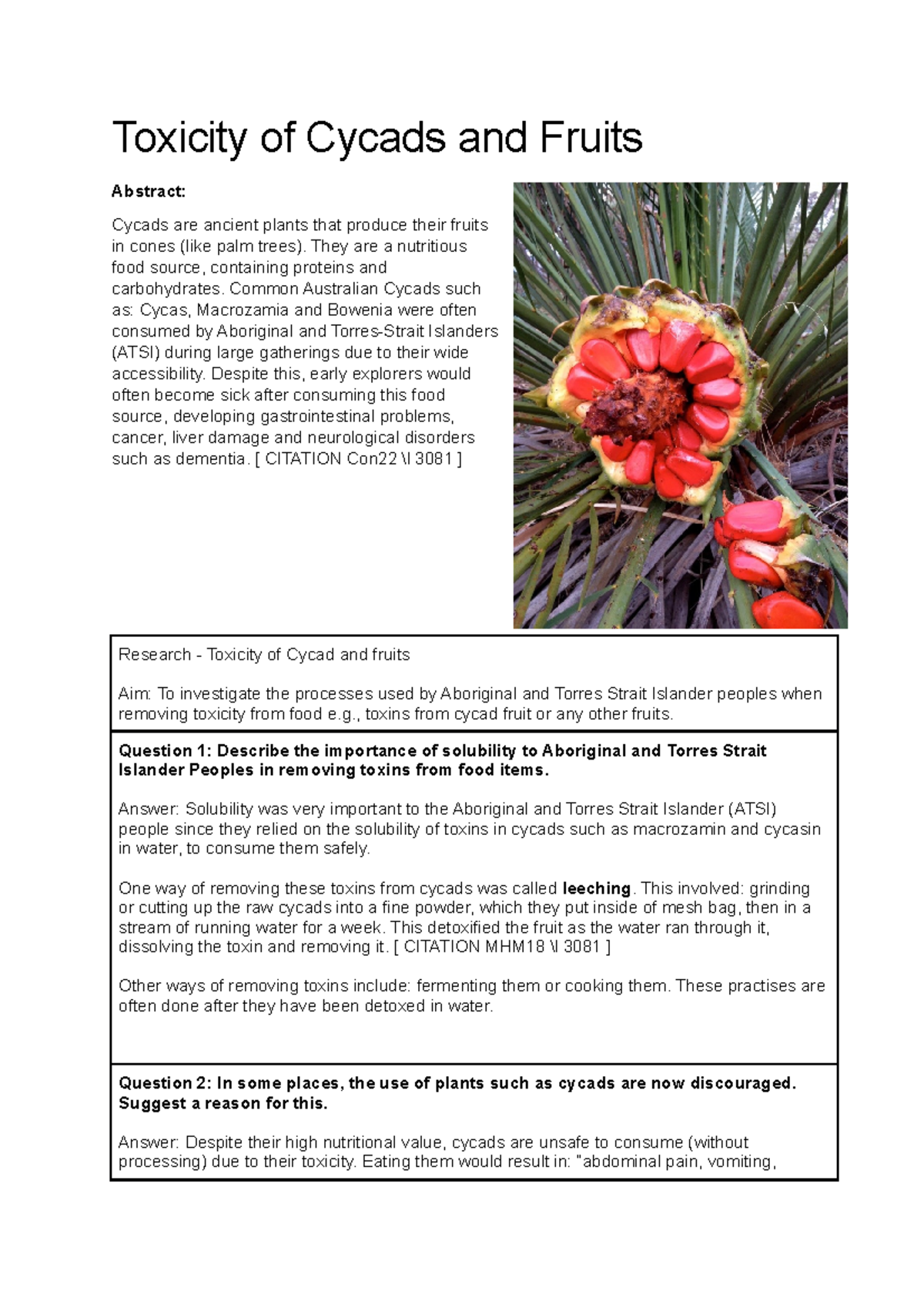 Toxicity of Cycads and Fruits - Toxicity of Cycads and Fruits Abstract ...