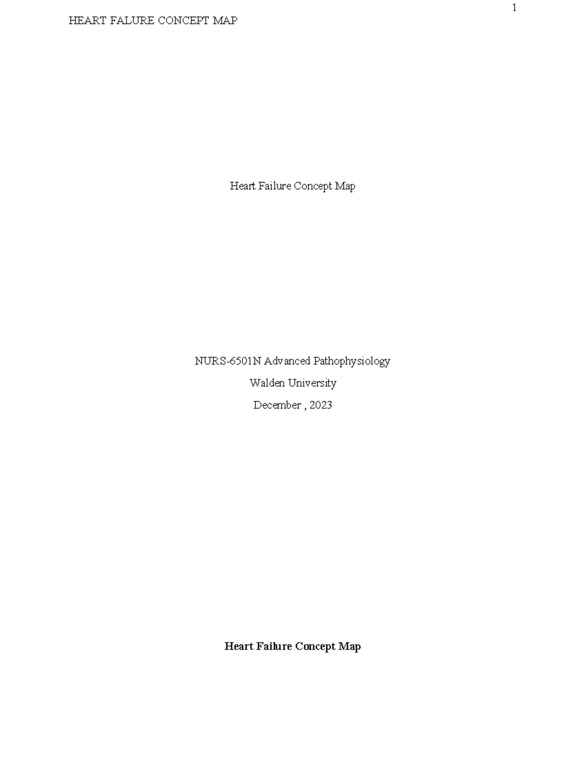 NURS 6501 Concept Map Template - 1 HEART FALURE CONCEPT MAP Heart ...