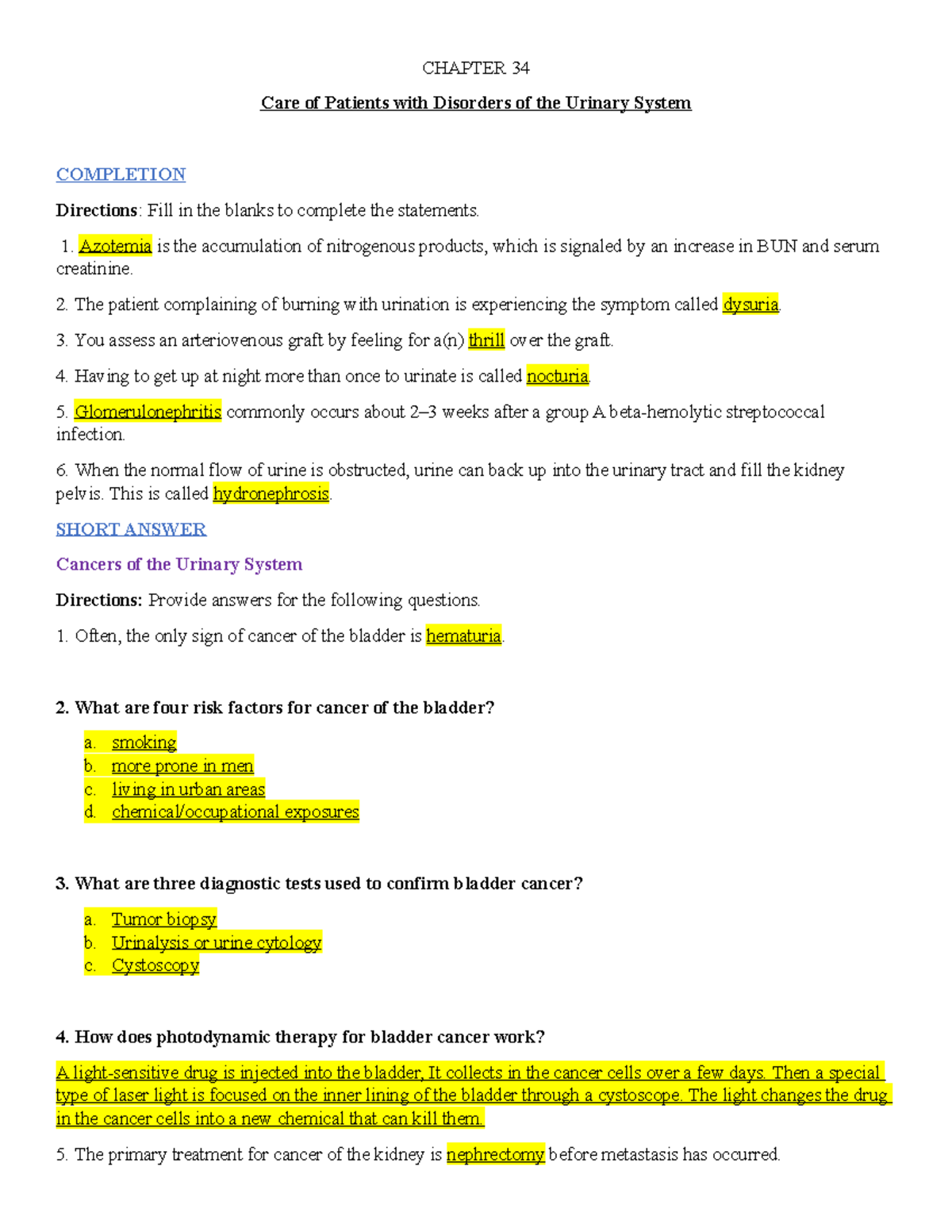203 ENDO Chapter 34 study Guide - CHAPTER 34 Care of Patients with ...