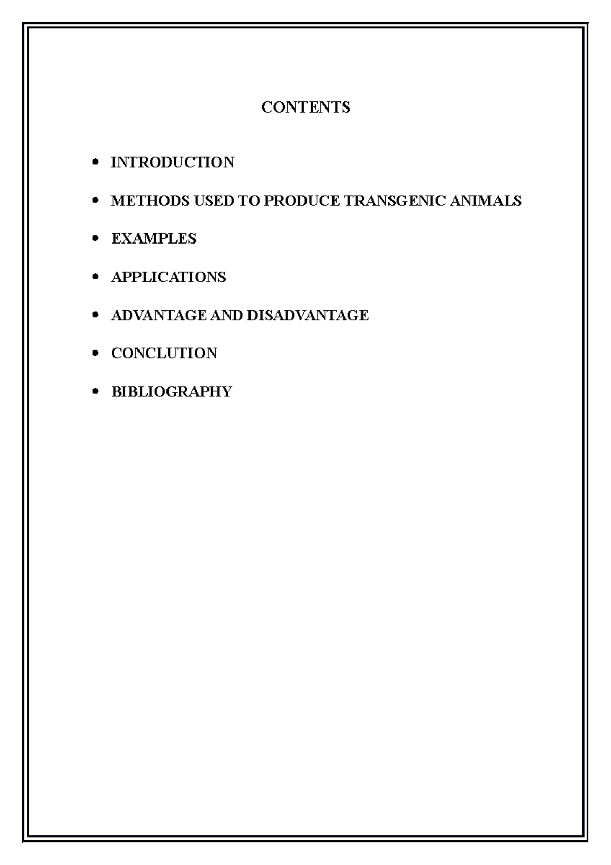 Biology Project 092133 - CONTENTS INTRODUCTION METHODS USED TO PRODUCE ...