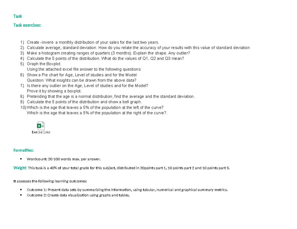Bcobm 122Applied Data Analytics-Midtermtaskbrief-2024 part1DA - Task Task exercises: 1) Create ...