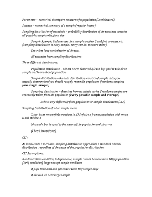Module 2 Notes Outline - Statistics - STA 261 - Miami University - Studocu