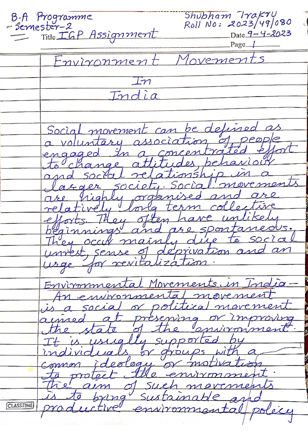 IGP assignment - good - BA 501 - Studocu