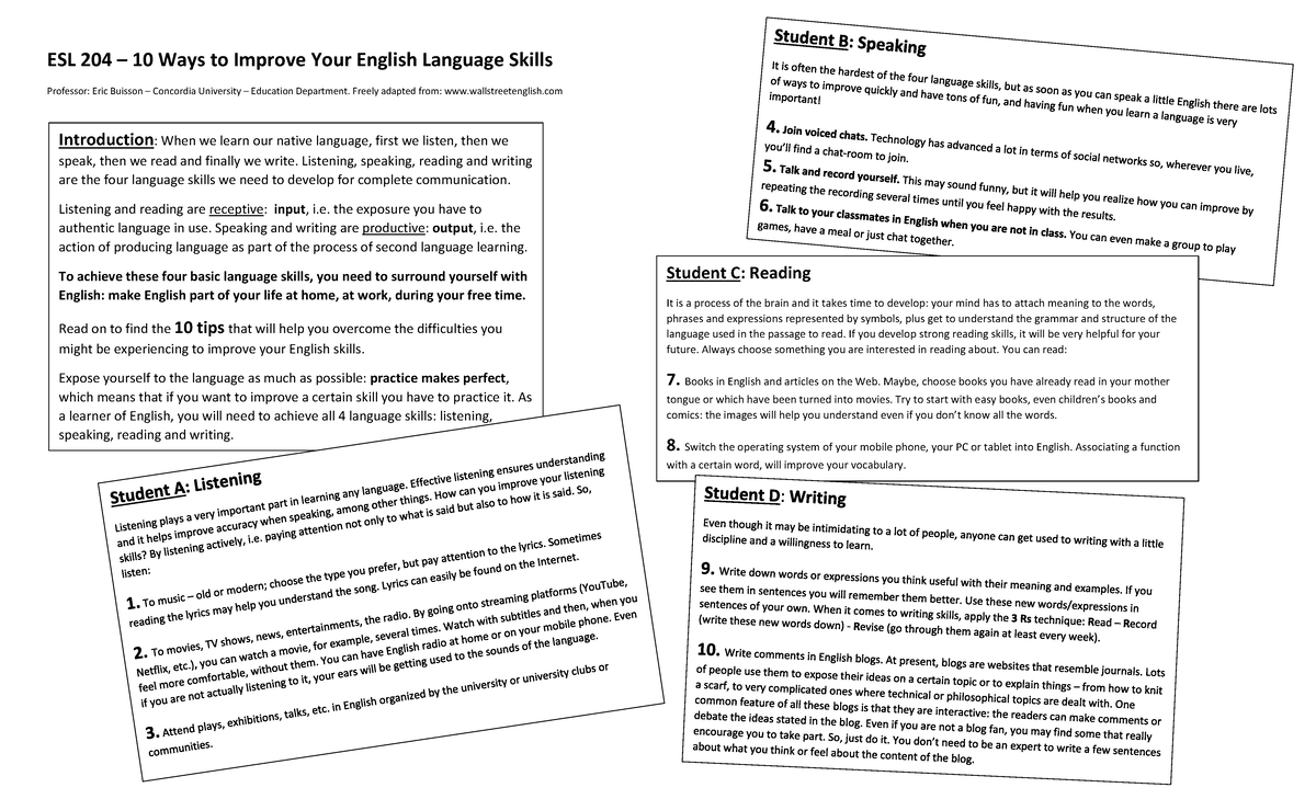 ESL 204 10 Ways Improve Language Skills ESL 204 10 Ways To Improve