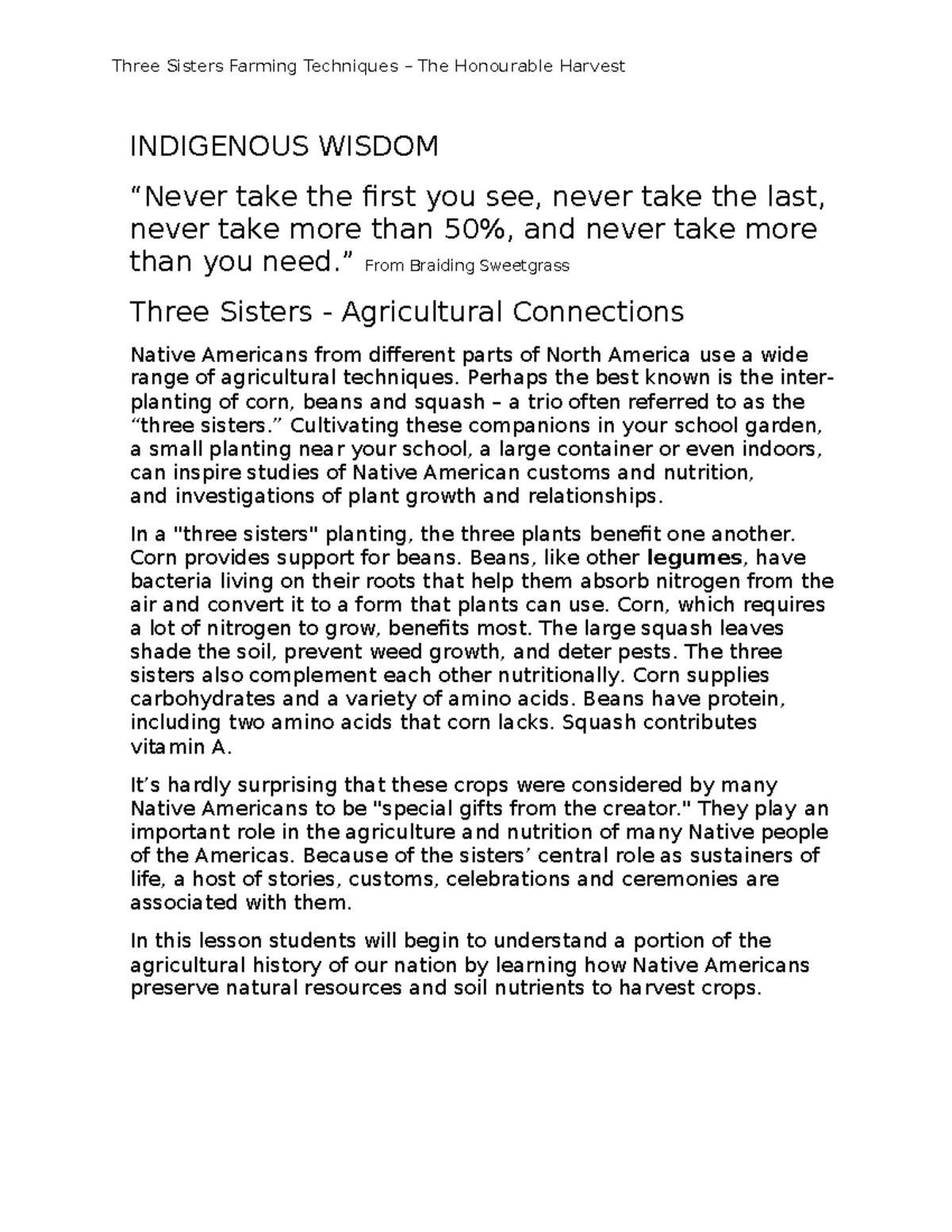 Three SIsters Teachings - Three Sisters Farming Techniques – The ...
