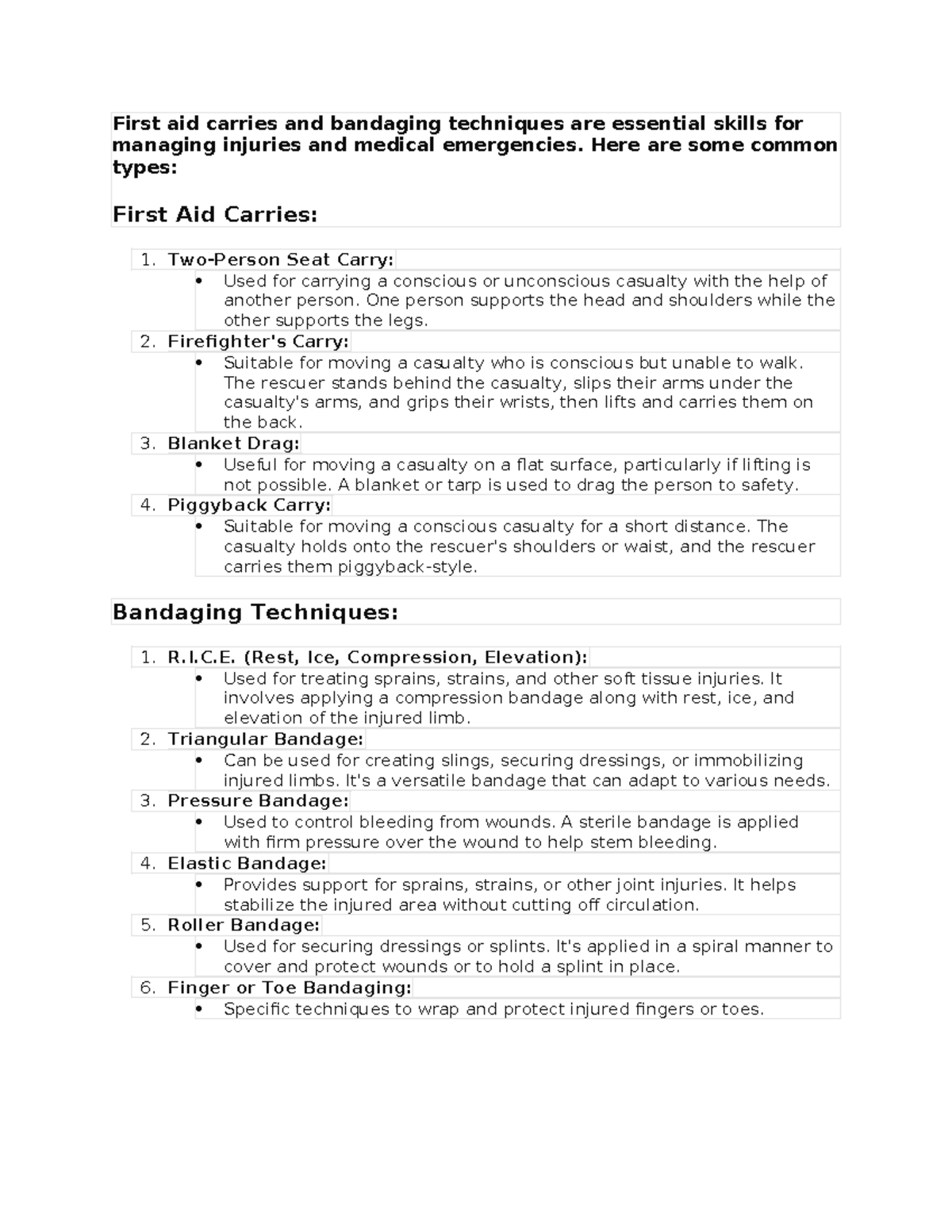 Q4 First-aid-carries-and-bandaging-techniques - First aid carries and ...