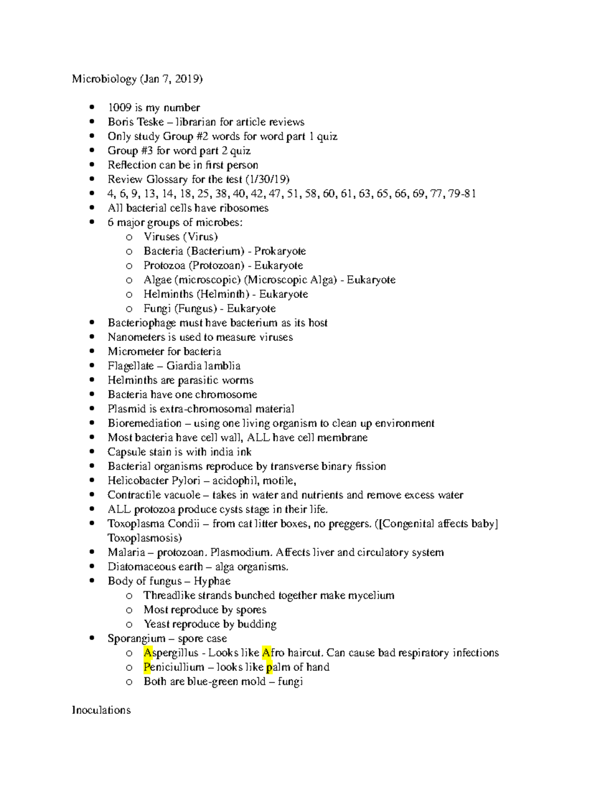 Microbiology Notes - Microbiology (Jan 7, 2019) - Studocu
