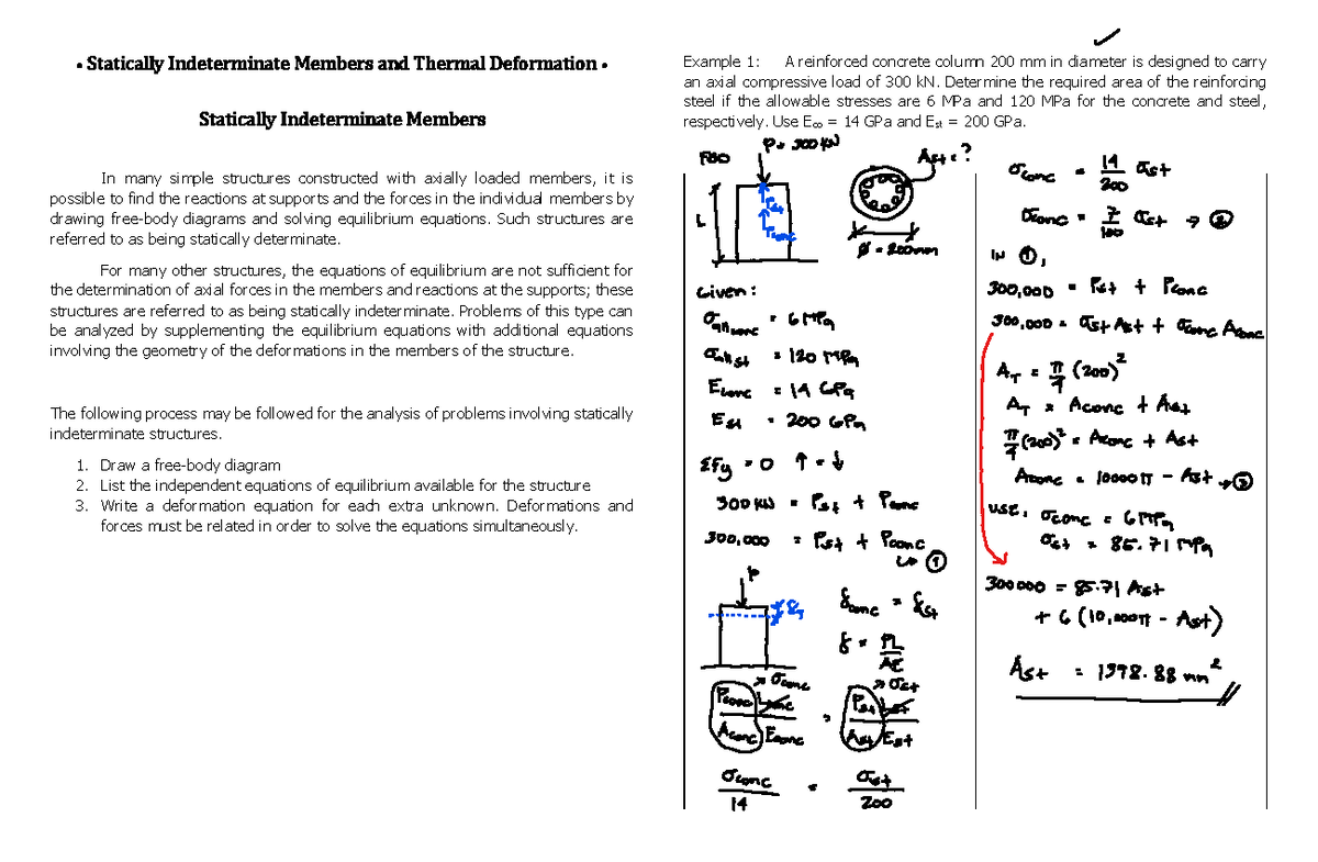 Module 4 Statically Indeterminate - • Statically Indeterminate Members ...