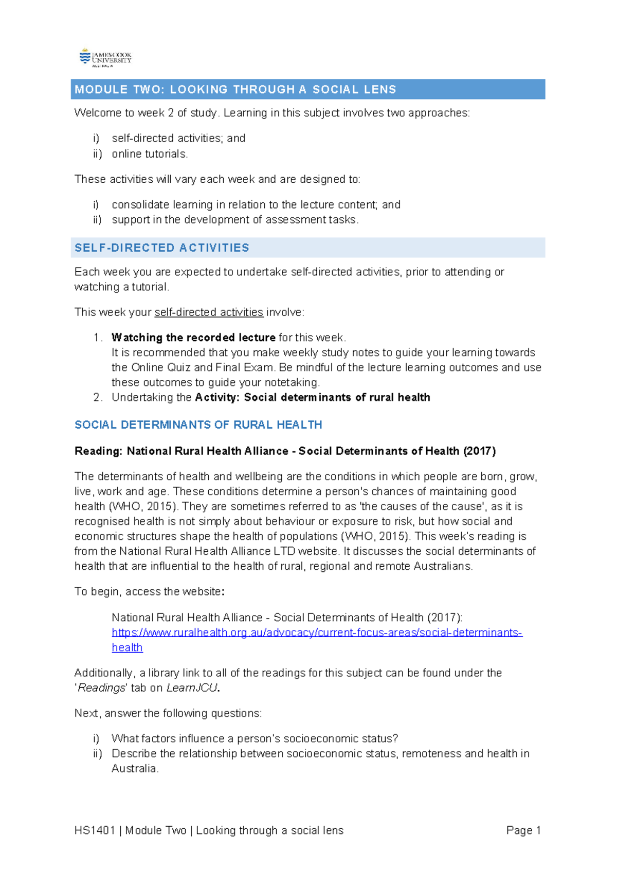 2023 Tutorial 2 Looking through a social lens - MODULE TWO: LOOKING ...