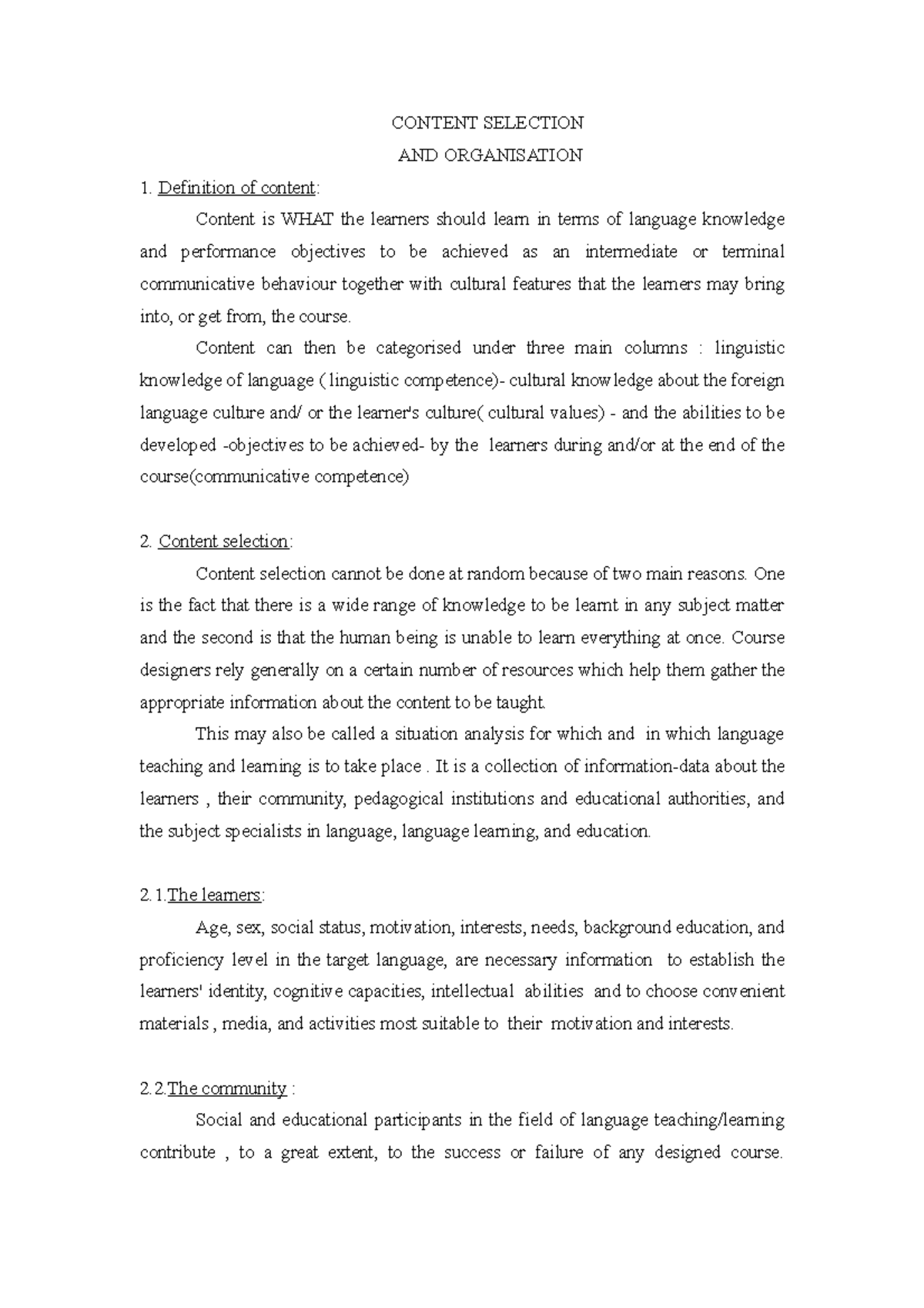 Content Selection and Selection - CONTENT SELECTION AND ORGANISATION ...