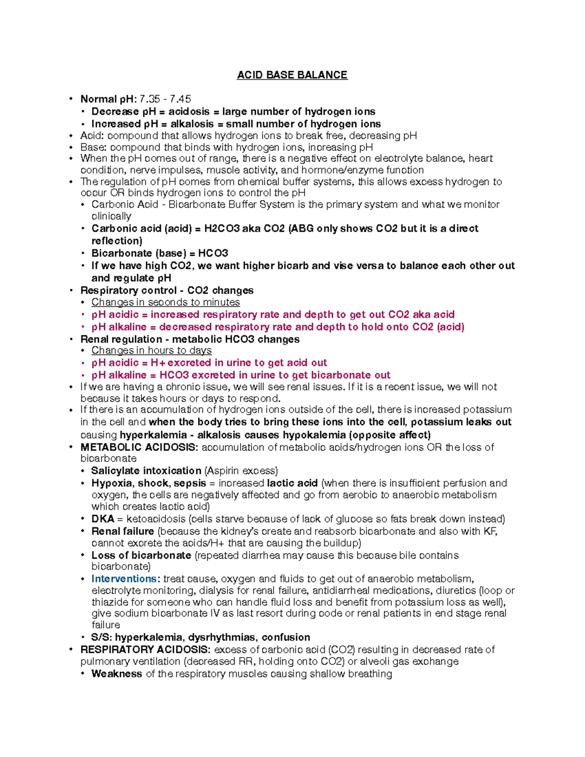Exam 1 Study Guide - Advanced Medical Surgical Nursing, Spring 2020 at ...