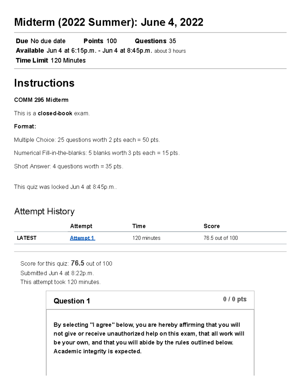 Midterm (2022 Summer) June 4, 2022 COMM 295 921 2022S1 Managerial Economics - Midterm (2022 ...