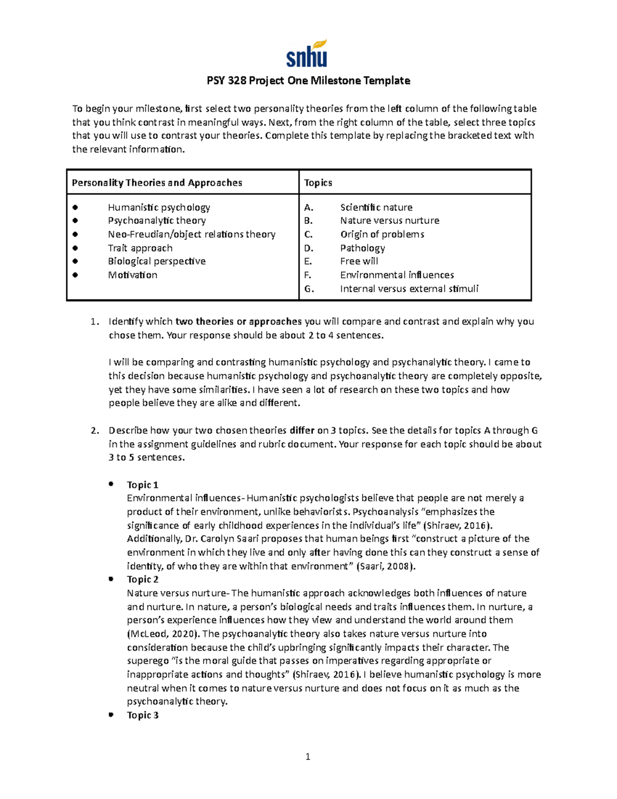 Project One Milestone Template - Next, from the right column of the ...