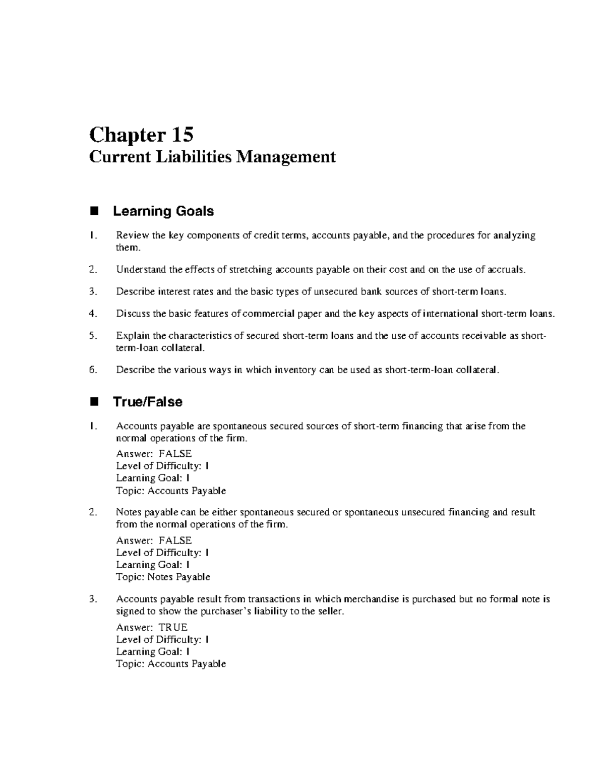 15 Current Liabilities Management - Review the key components of credit ...