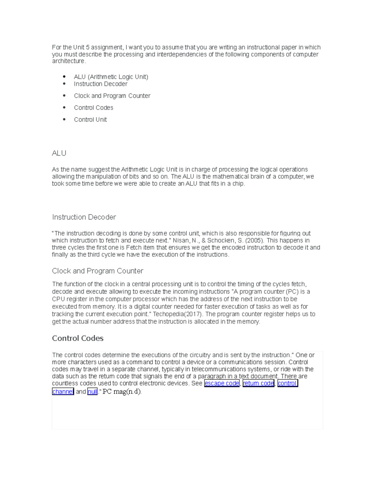 Assignment UNIT 5 CS - Hope it works - For the Unit 5 assignment, I want you to assume that you ...