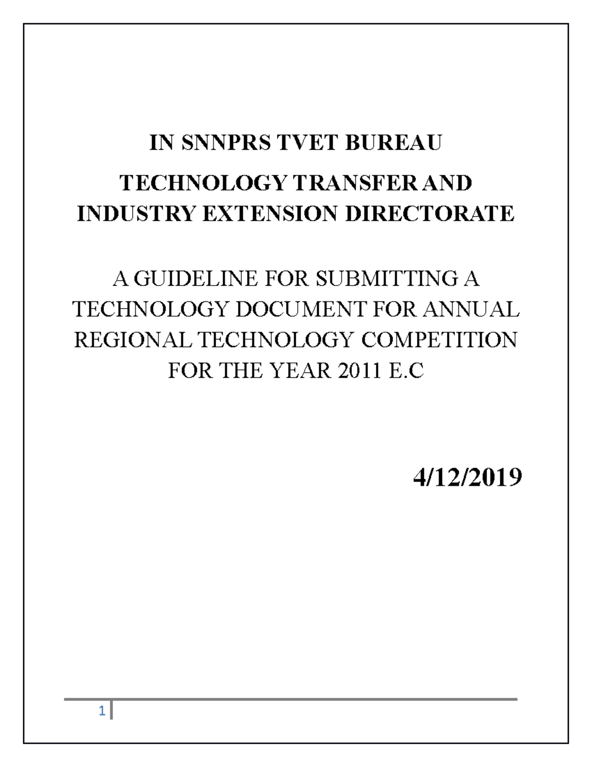 Technology Document - cbbbbbbbbbbbbbbbv - IN SNNPRS TVET BUREAU ...