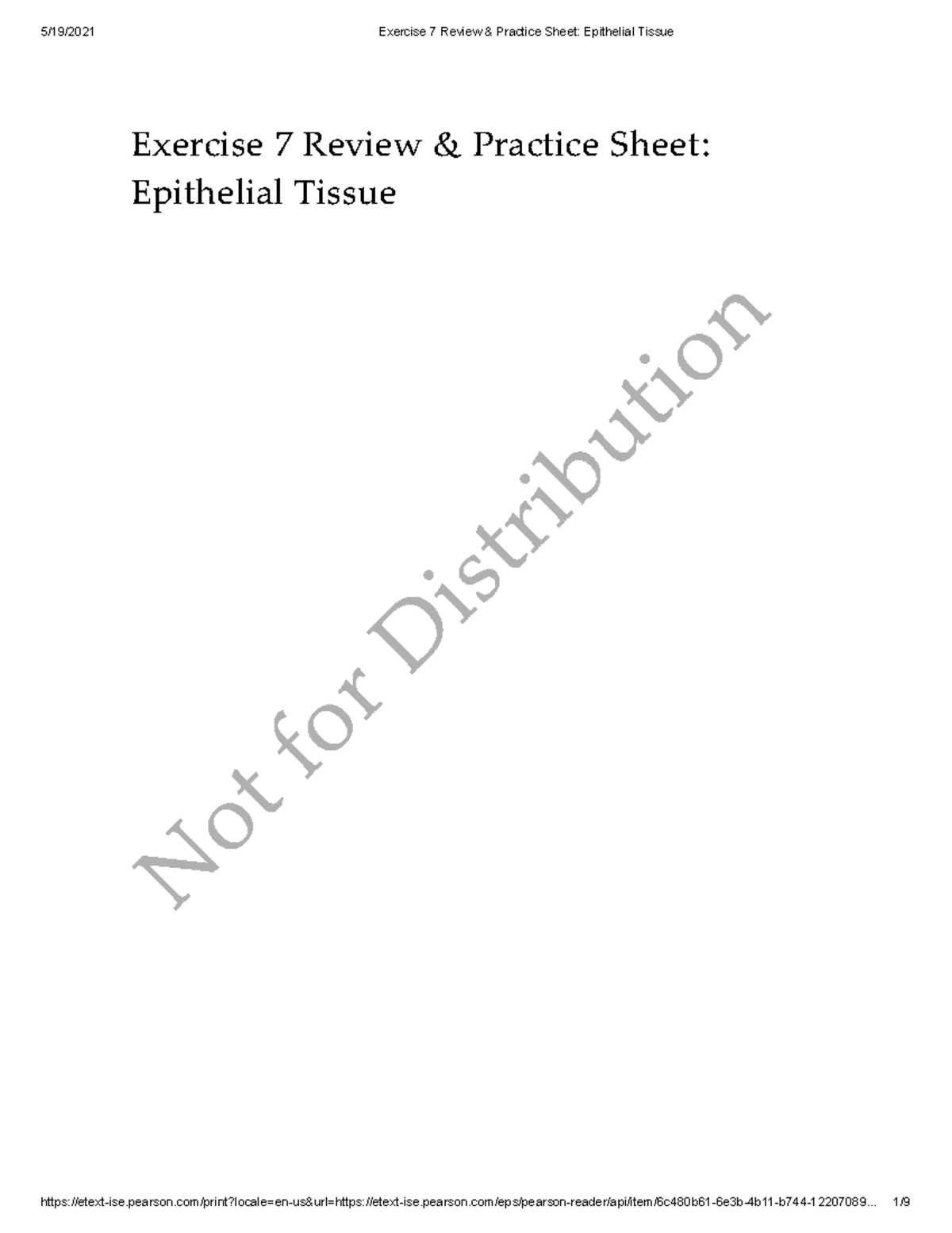 Exercise 7 Review sheets for Epithelial tissue - ####### Exercise 7 ...