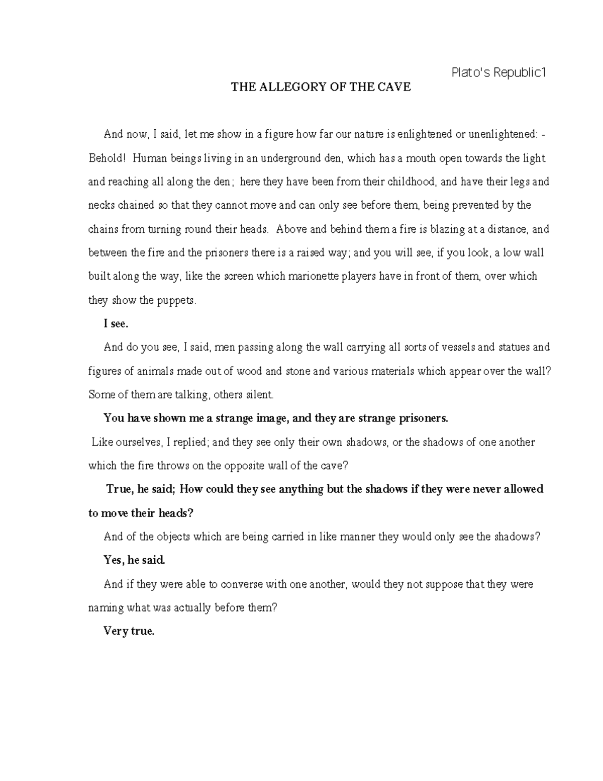Allegory cave (ap lit) - Helps to analyze - THE ALLEGORY OF THE CAVE ...