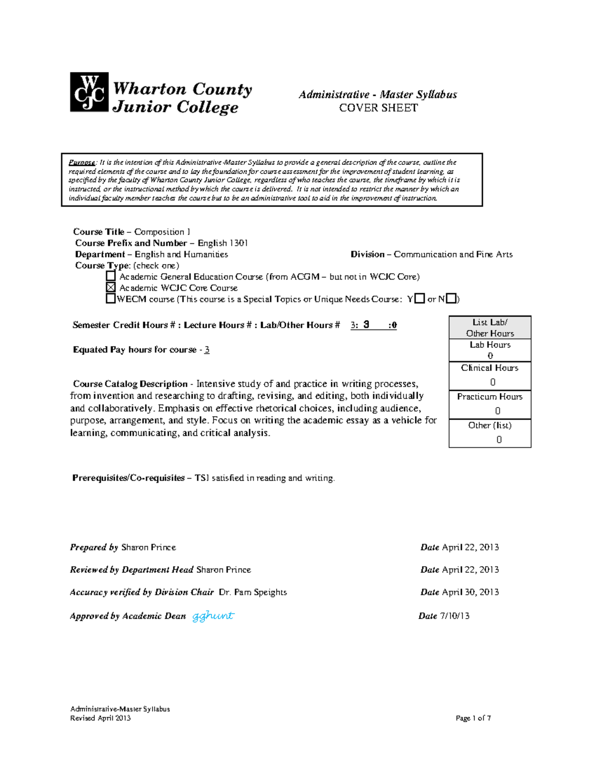 ENGL-1301-Composition-I - Administrative-Master Syllabus Revised April ...