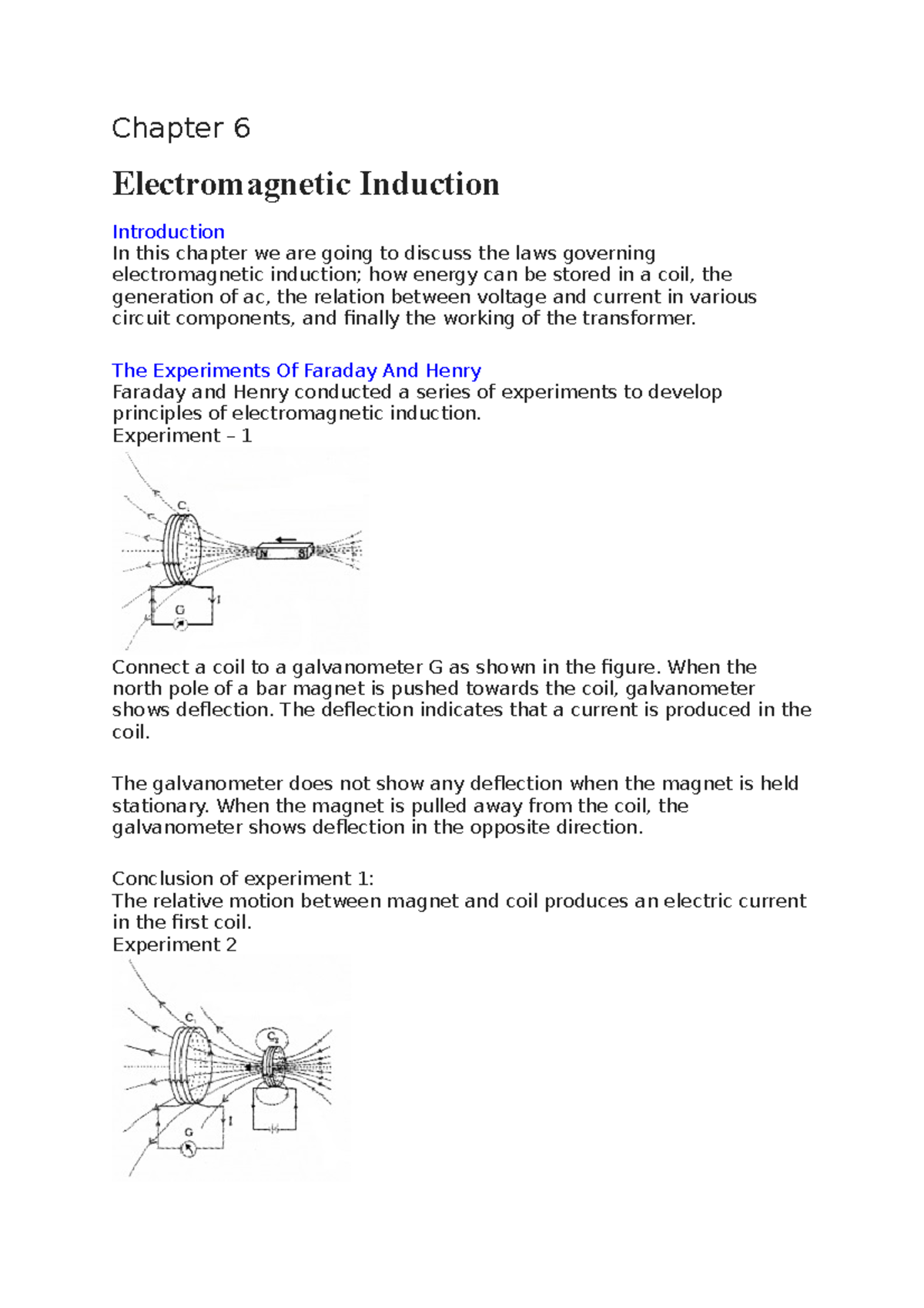 Chapter 6 Electromagnetic Induction - Chapter 6 Electromagnetic ...