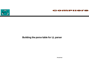 Compiler Design - Unit 2 Part 3 - B C A Compiler Idea of Parsing As we ...