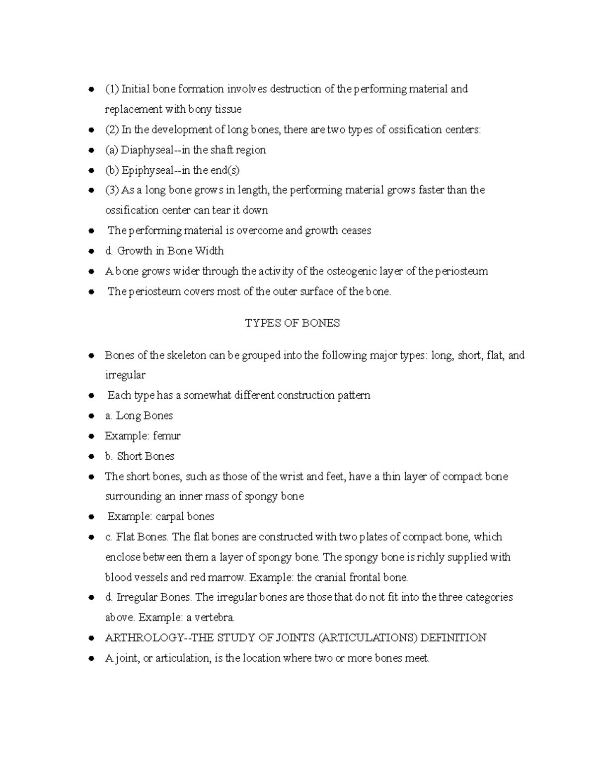 Bone formation - study notes - (1) Initial bone formation involves ...