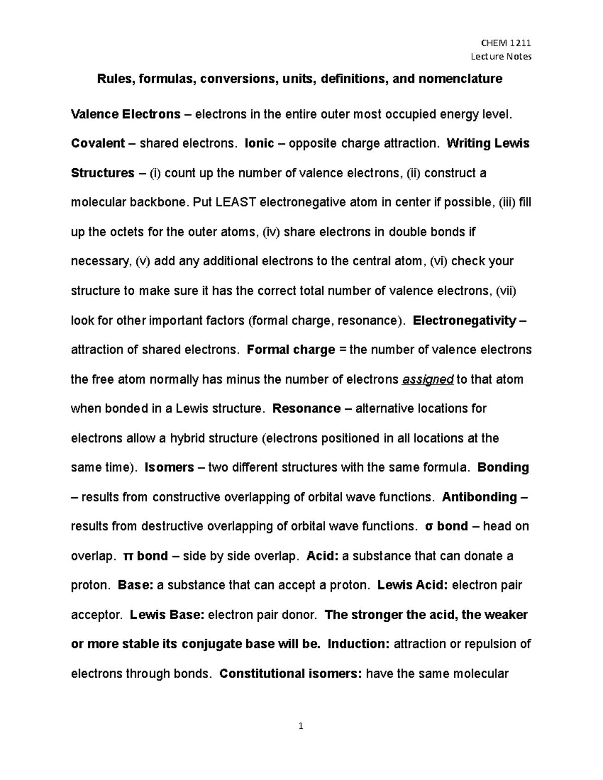 2021-CHEM-1211-Principles-of-Chem-I-Lecture-Notes-Rules-formulas ...