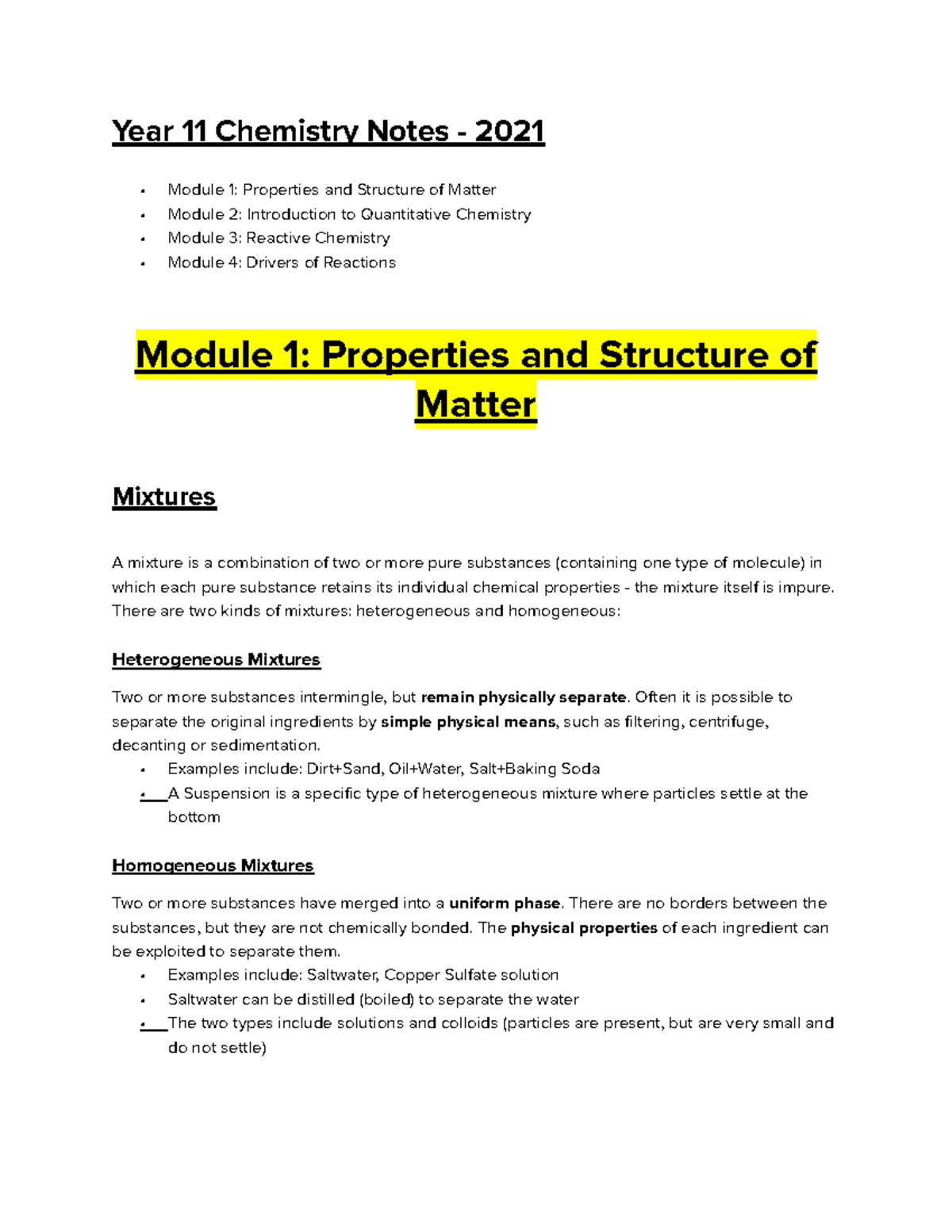 Full Detailed Notes (All Syllabus) - Year 11 Chemistry Notes - 2021 ...
