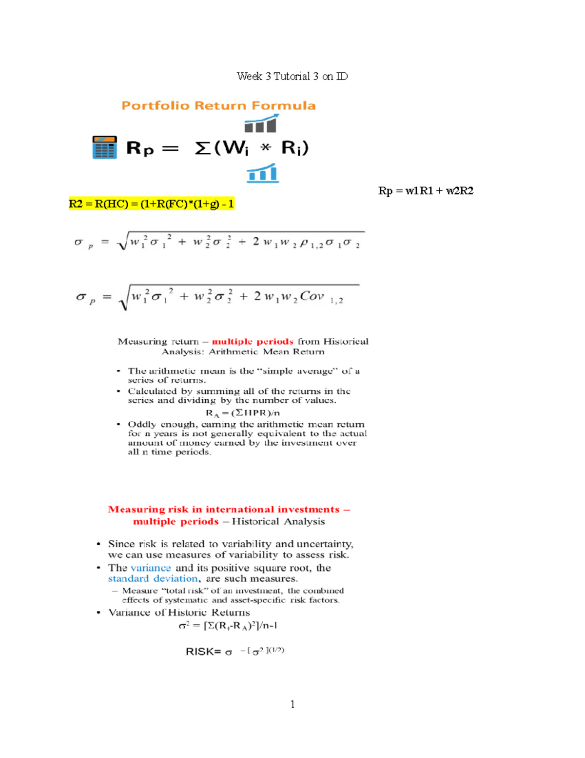 International diversification Based on (i) CV or reward volatility ...