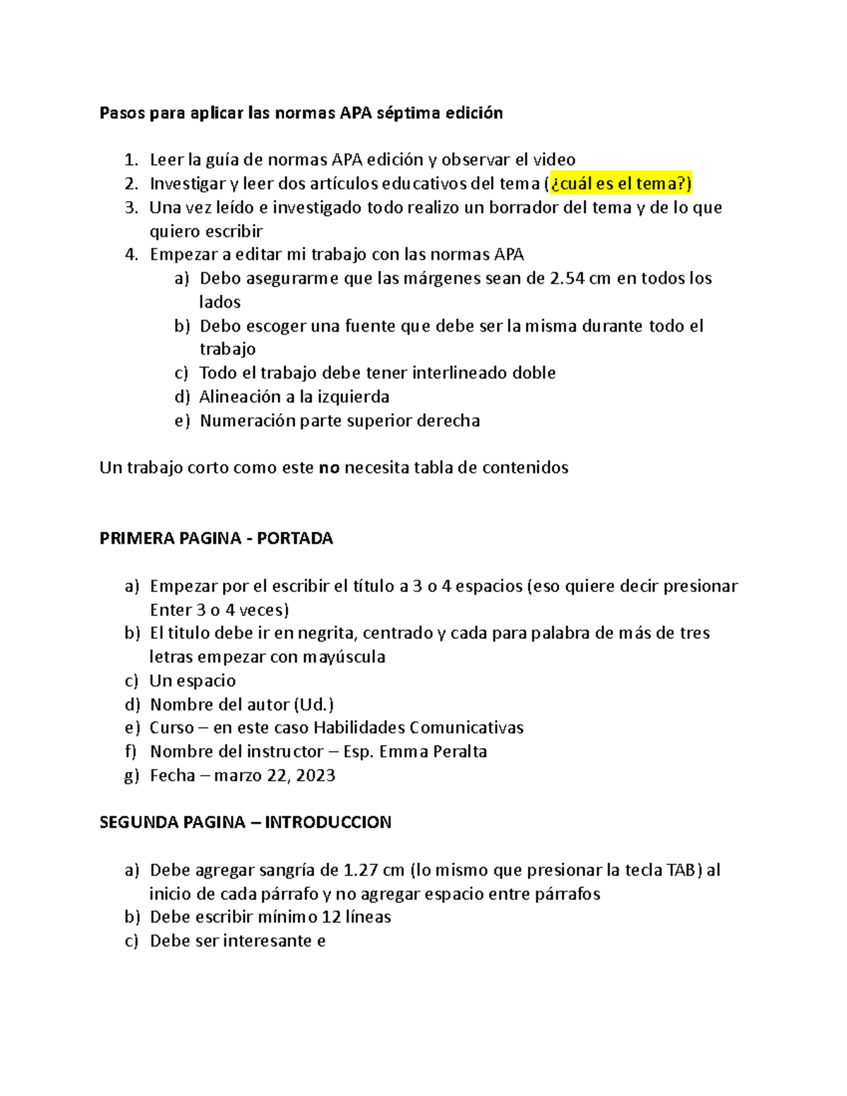 Normas APA - Pasos para aplicar las normas APA séptima edición 1. Leer ...