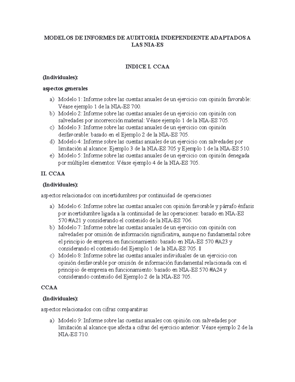 Modelos DE Informes DE Auditoría Independiente Adaptados A LAS NIA - MODELOS DE INFORMES DE ...