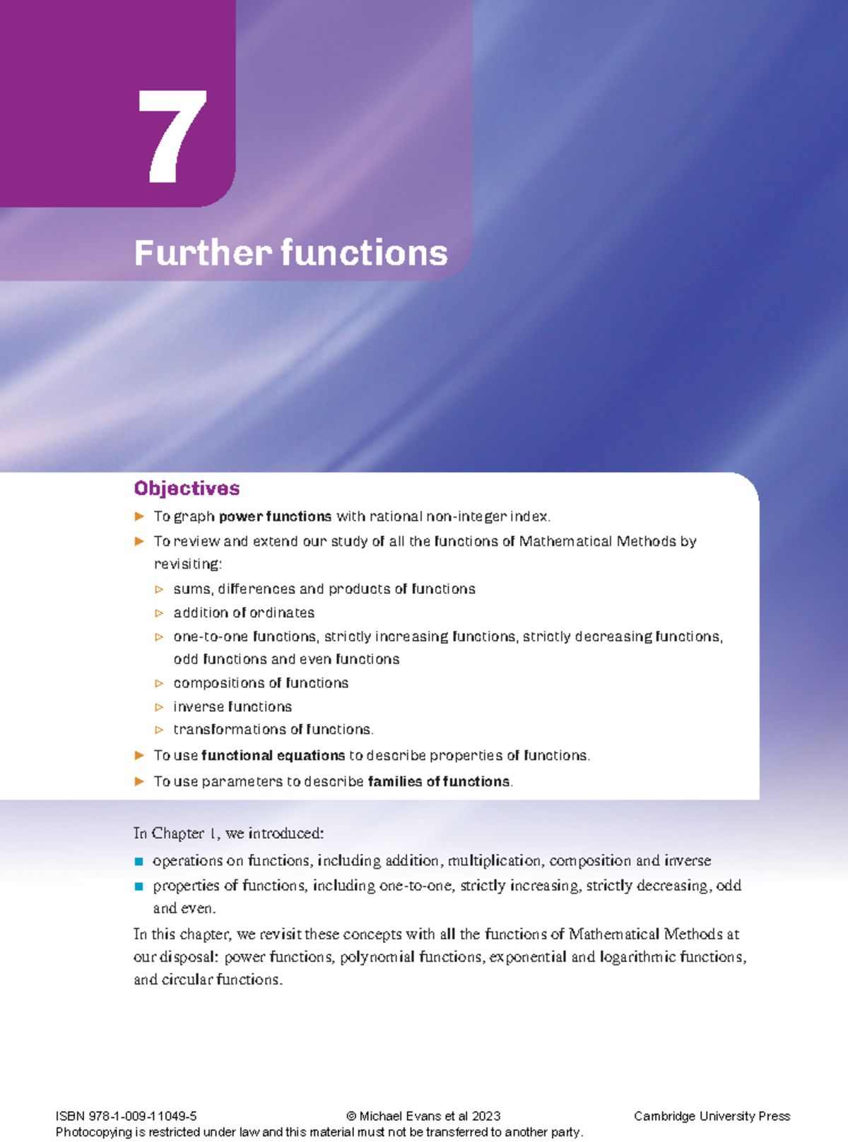 Methods 34 2ed Ch07 - rgwgwrgwerg - 7 Further functions ####### Objectives I To graph power ...