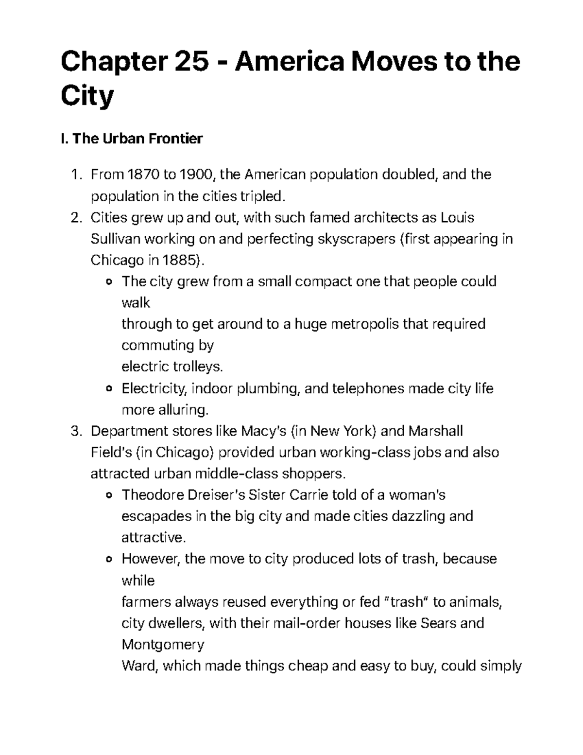 Chapter 25 - America Moves to the City - The Urban Frontier From 1870 ...