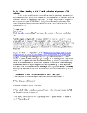 Genetics Lab 2 - Example Lab - Project Two: Genome Sequencing and ...