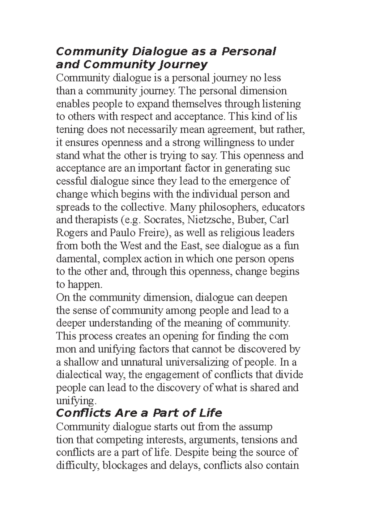 Community Dialogue as a Personal and Community Journey - Community ...