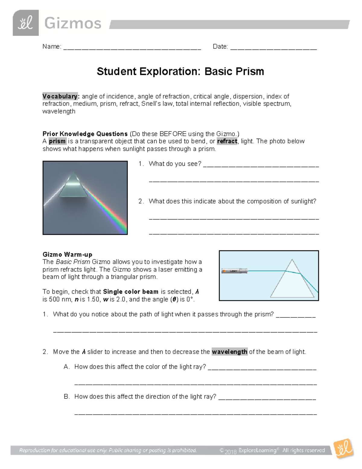 Basic Prism SE - Name: ______________________________________ Date