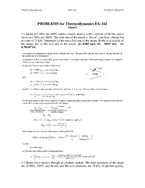 Formula sheet (15) - ####### Thermodynamics for Chemical Engineering ...