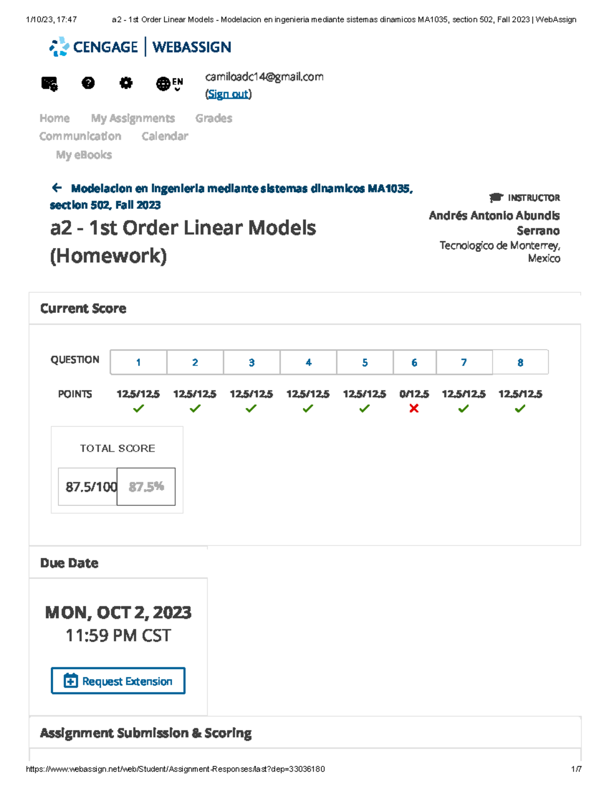 A2 - 1st Order Linear Models - Modelacion en ingenieria mediante ...