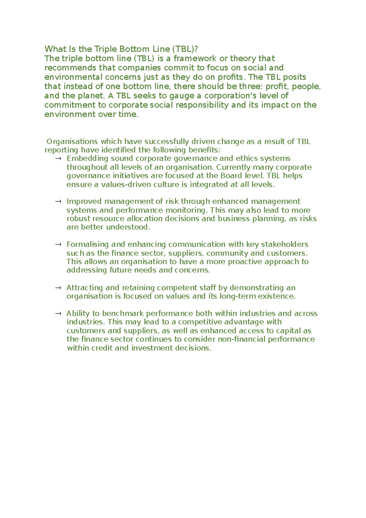 What Is the Triple Bottom Line lone lone - What Is the Triple Bottom ...