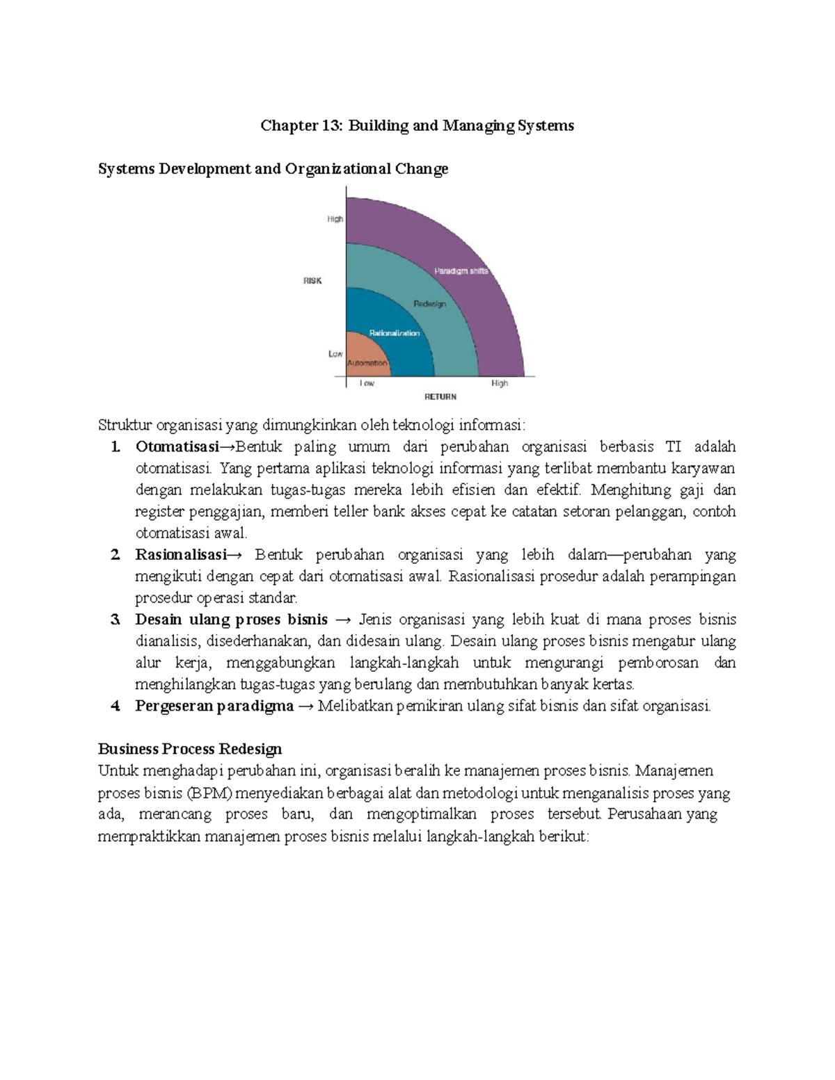 Resume Ch 13-SIM - Chapter 13: Building and Managing Systems Systems Development and ...