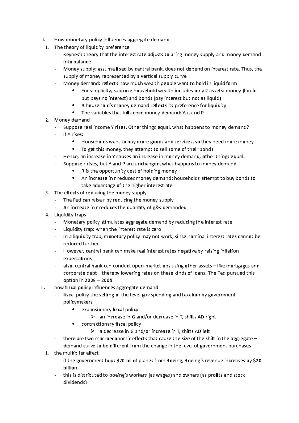 Chapter 21 - lecture notes - I. How monetary policy influences ...