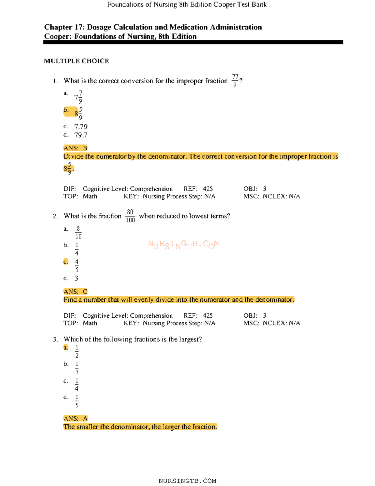 chapter 17 fundamentals - NURSINGTB Chapter 17: Dosage Calculation and ...