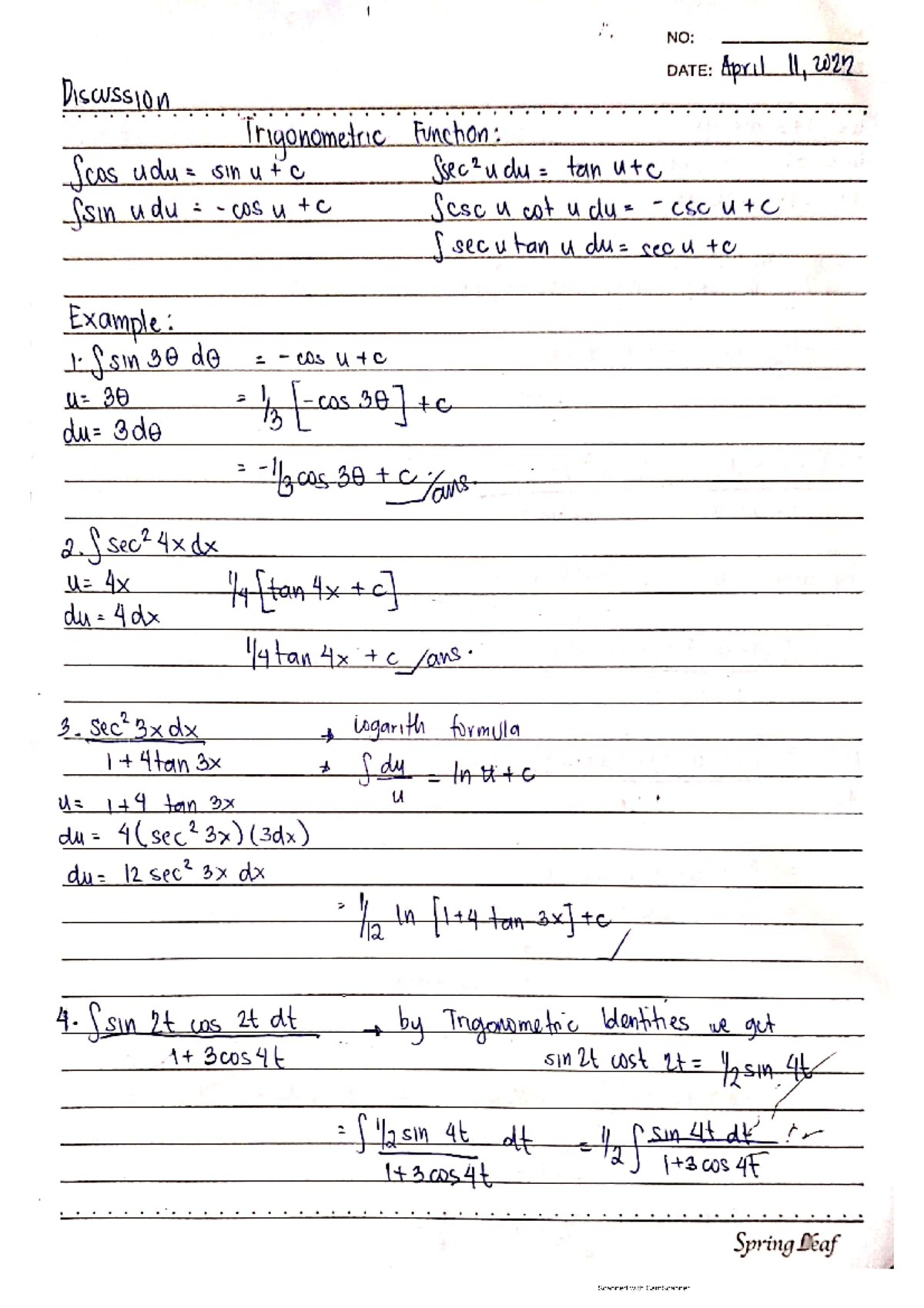 Trigonometric functions - Calculus 2 - Studocu